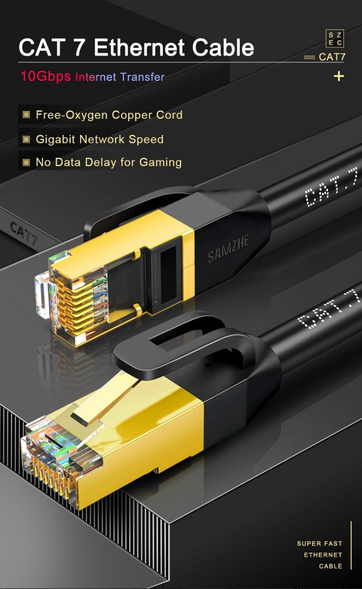 Патч-корд Samzhe SSTP CAT 7, 15 m, Black